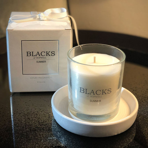 White Ceramic Candle Plate – Blacks of Sopwell